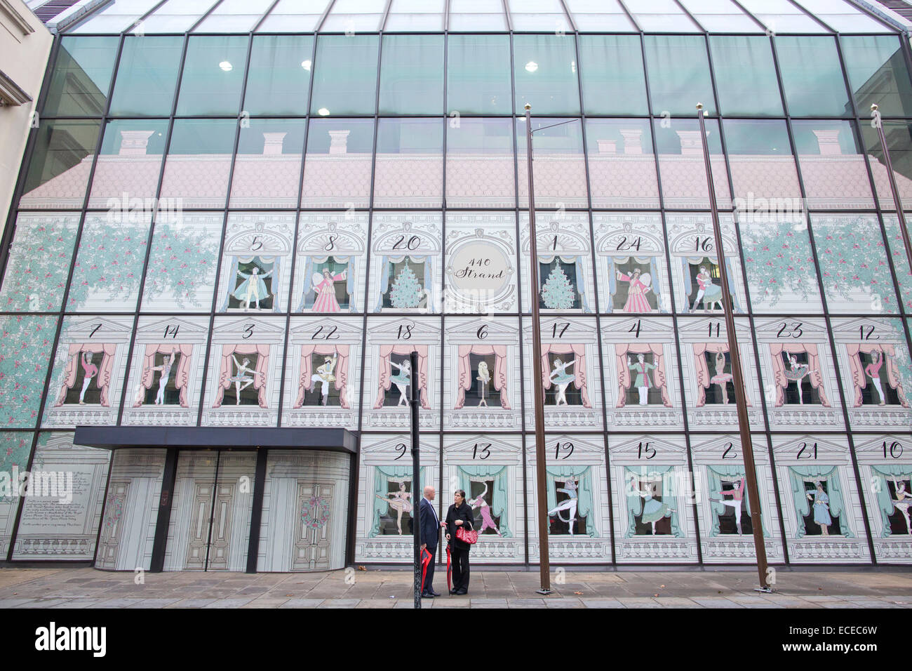 London, UK. 12th Dec, 2014. Coutts Bank, The Strand, Christmas Facade ...