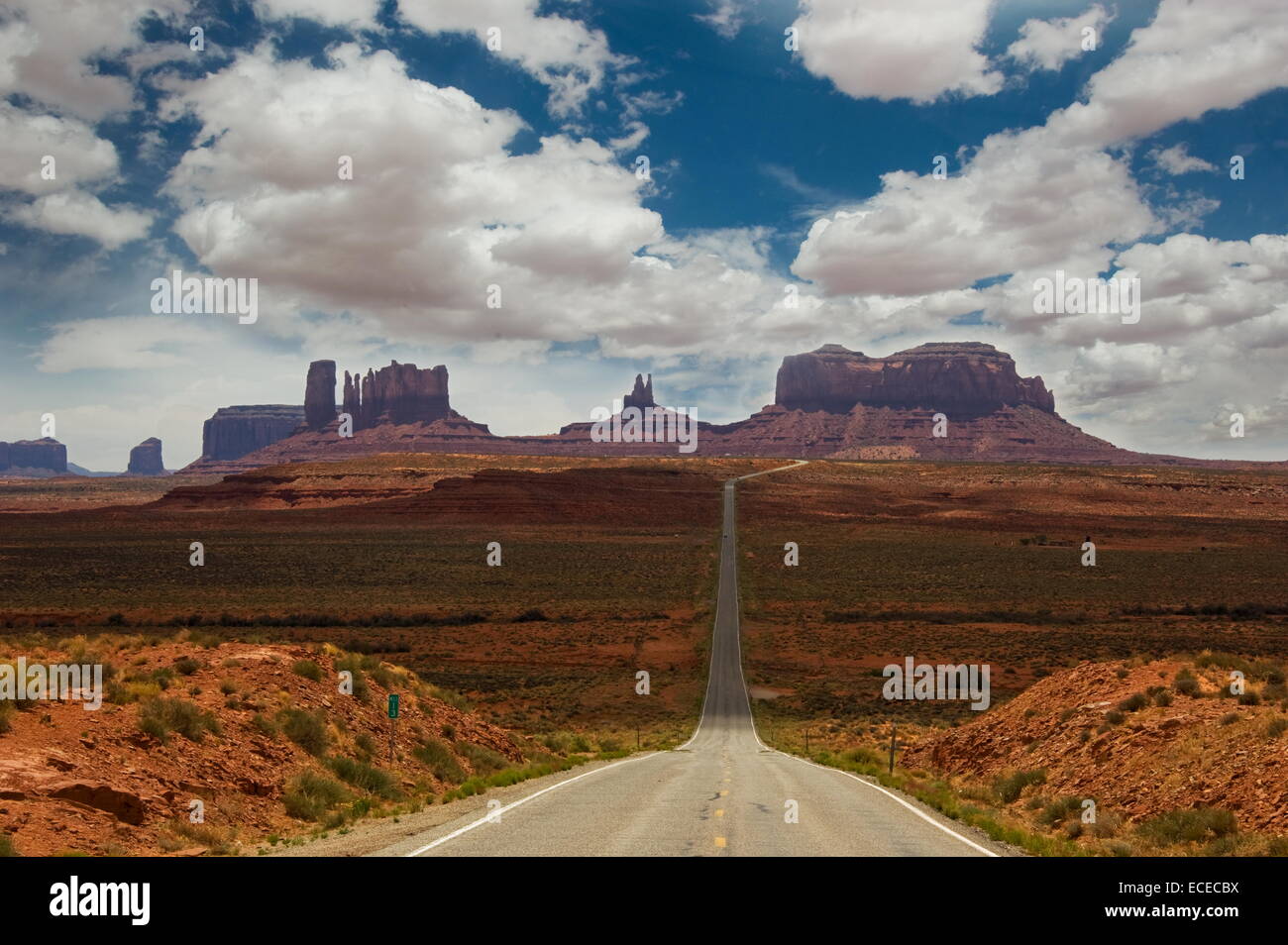 USA, Arizona, Utah, Navajo Nation Reservation, Mythic Valley, Highway ...