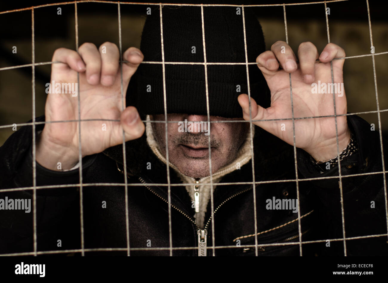 Behind wire mesh fence hi-res stock photography and images - Alamy