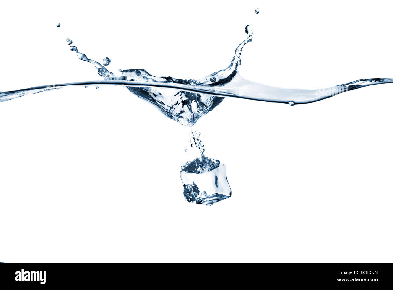 ice cube dropped into water with splash isolated on white Stock Photo ...