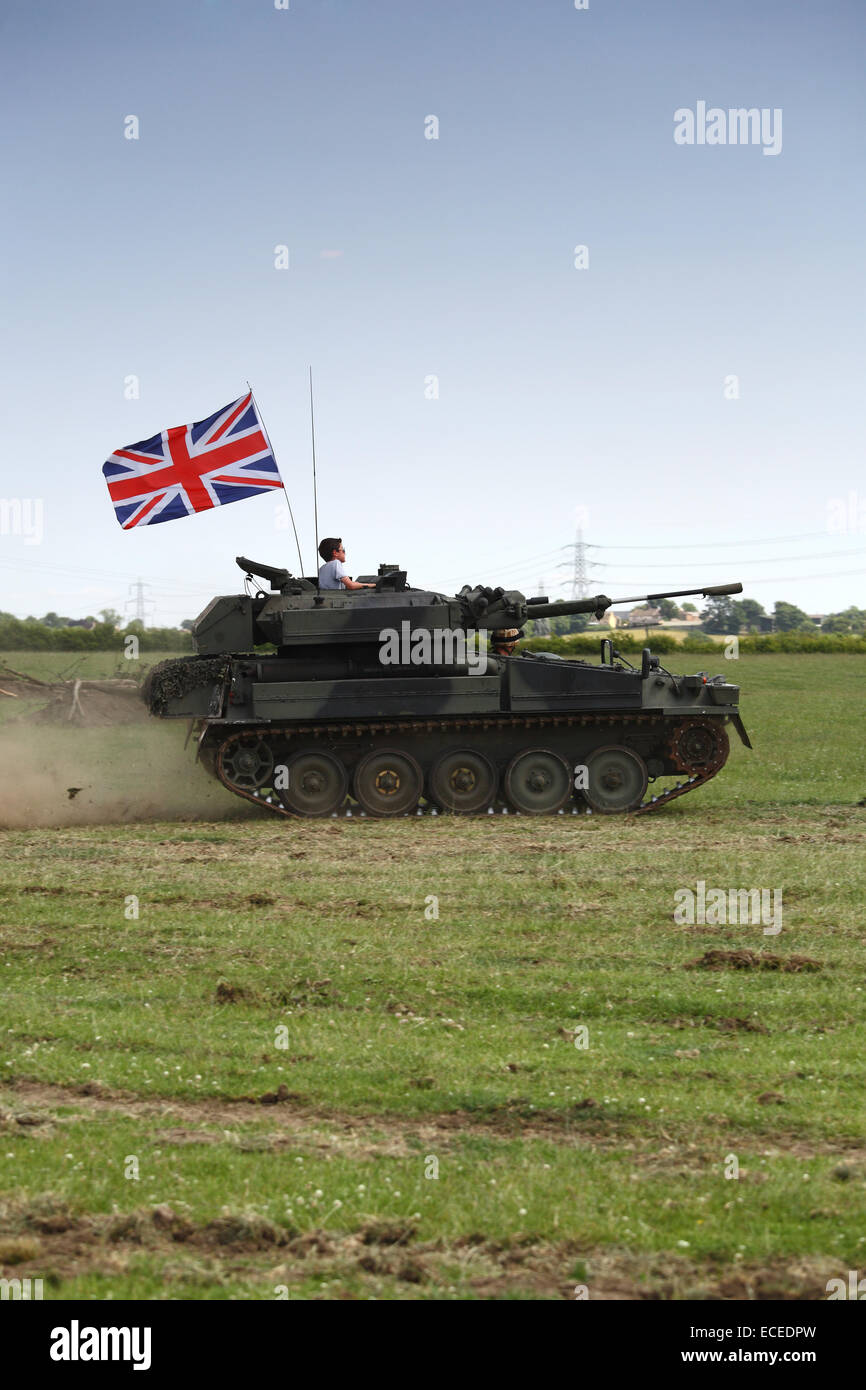 british scorpion tank, battle re enactment Stock Photo - Alamy