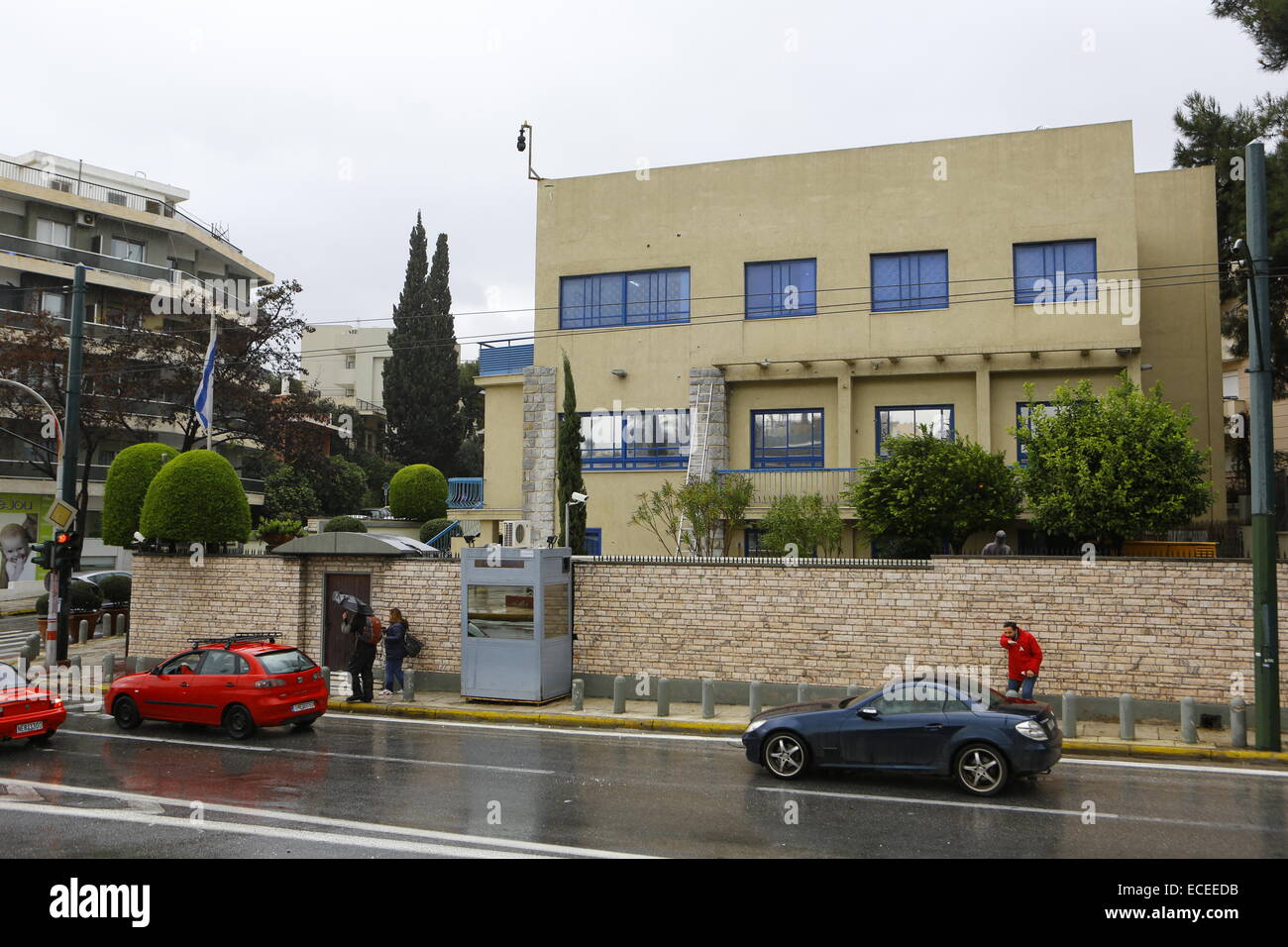 Athens, Greece. 12th December 2014. The Israeli embassy in Athens is ...