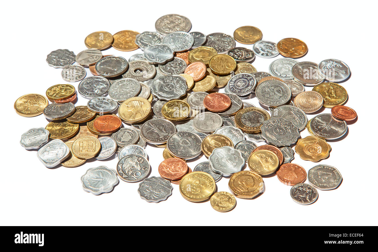 Collection of the old circulated coins Stock Photo - Alamy