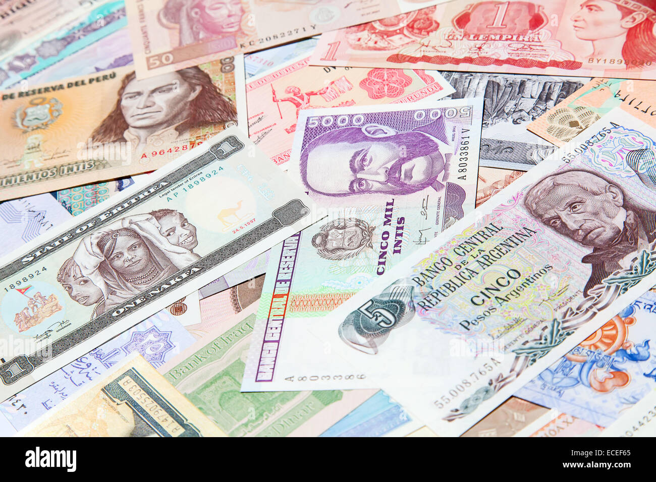 Variety of South American and African banknotes Stock Photo - Alamy