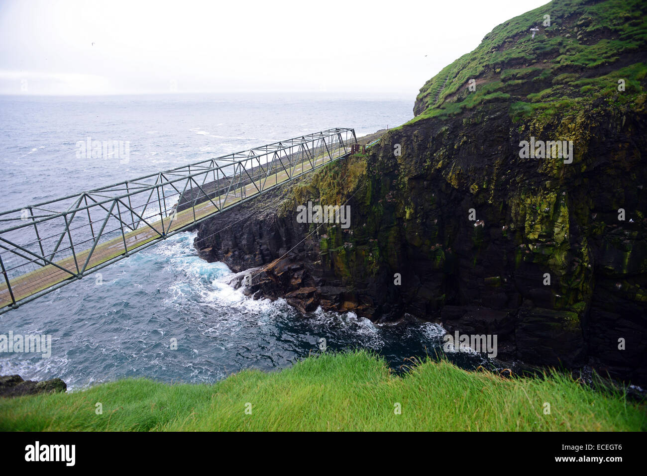 Bridge in hiking path Mykineshólmur, Mykines, Faroe Islands Stock Photo ...