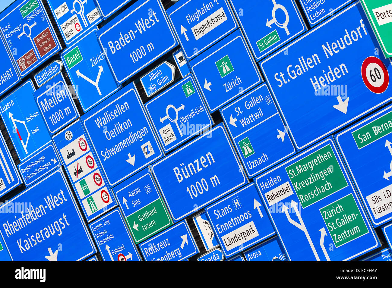 Collection of the swiss road signs Stock Photo - Alamy