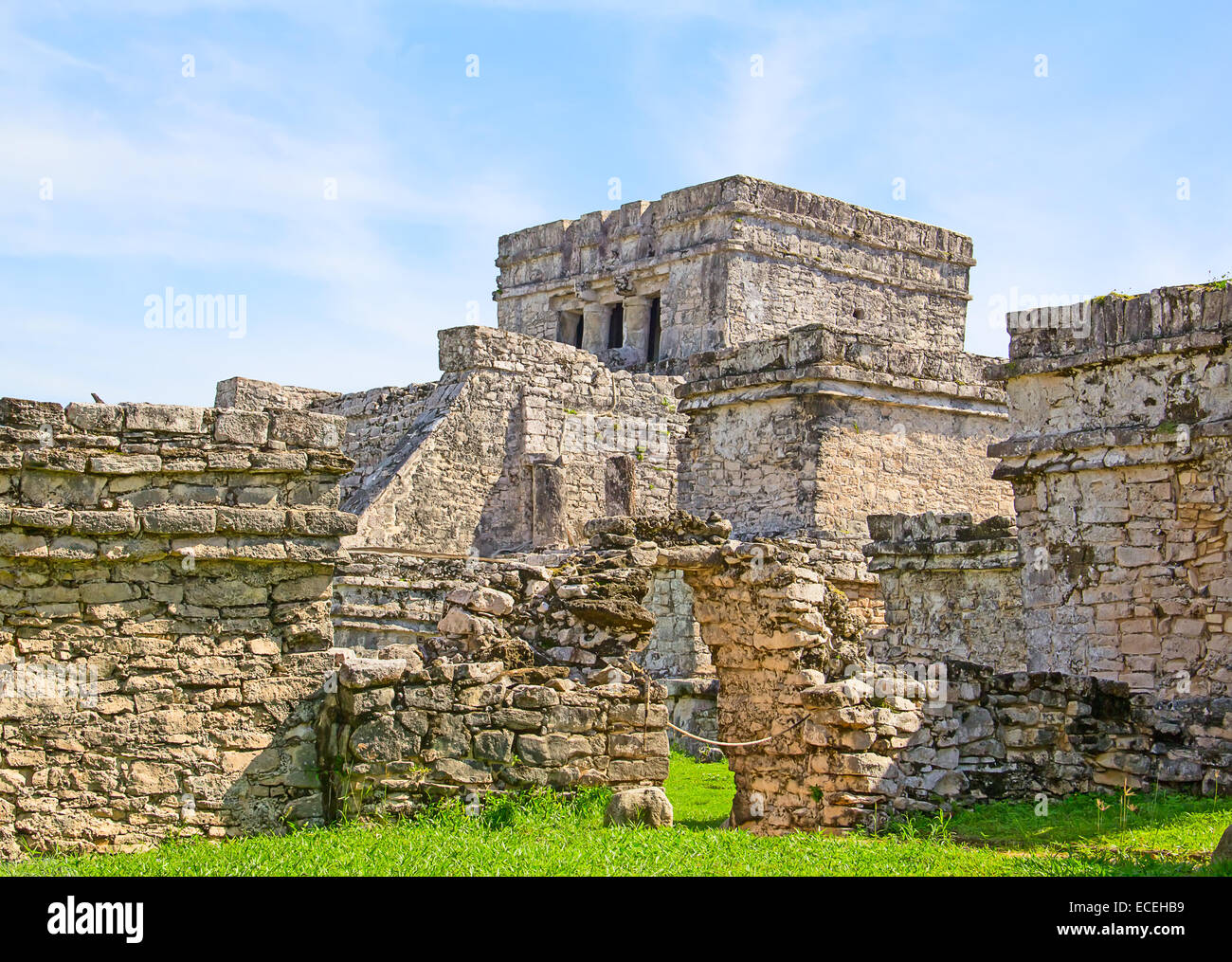 Ruins of the Mayan fortress and temple near Tulum, Mexico Stock Photo ...