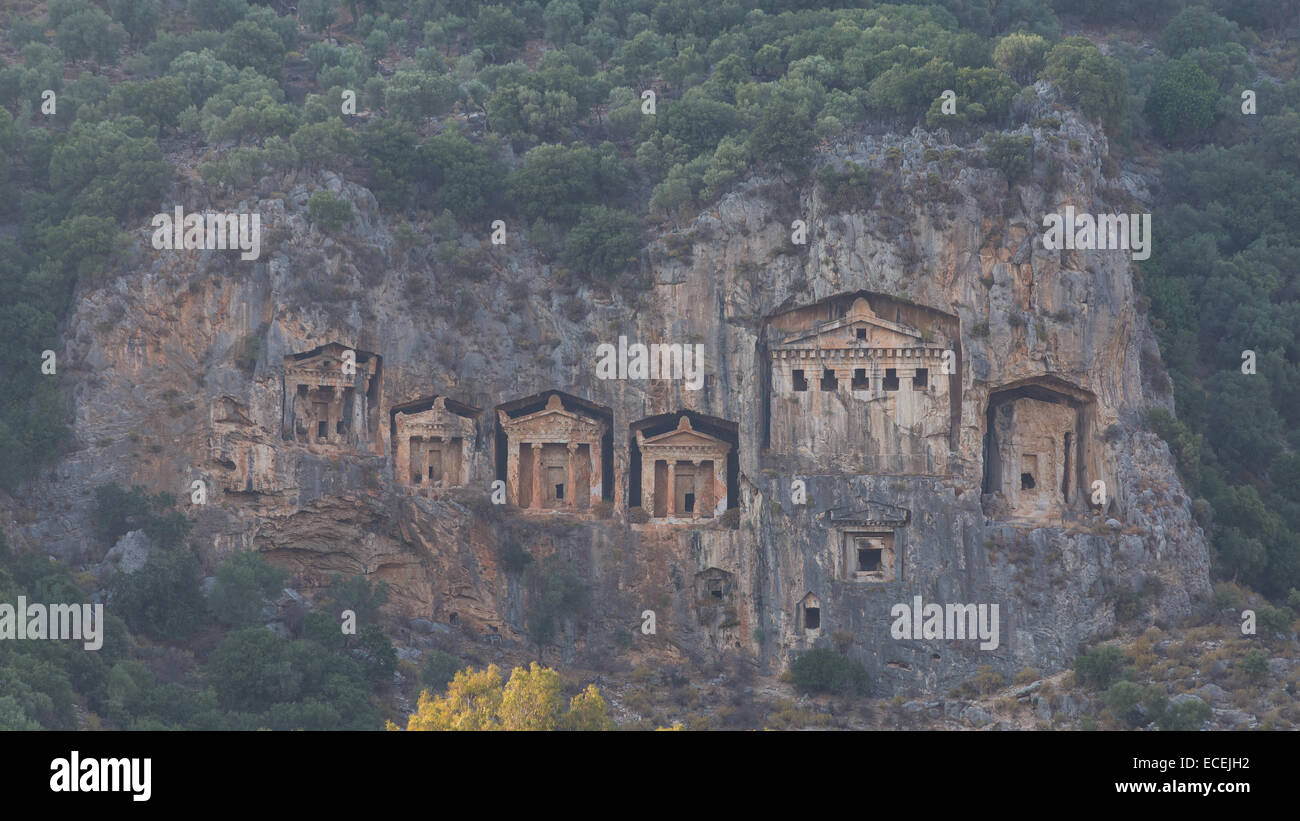 Kaunian rock tombs Dalyan Ortaca Turkey Stock Photo - Alamy