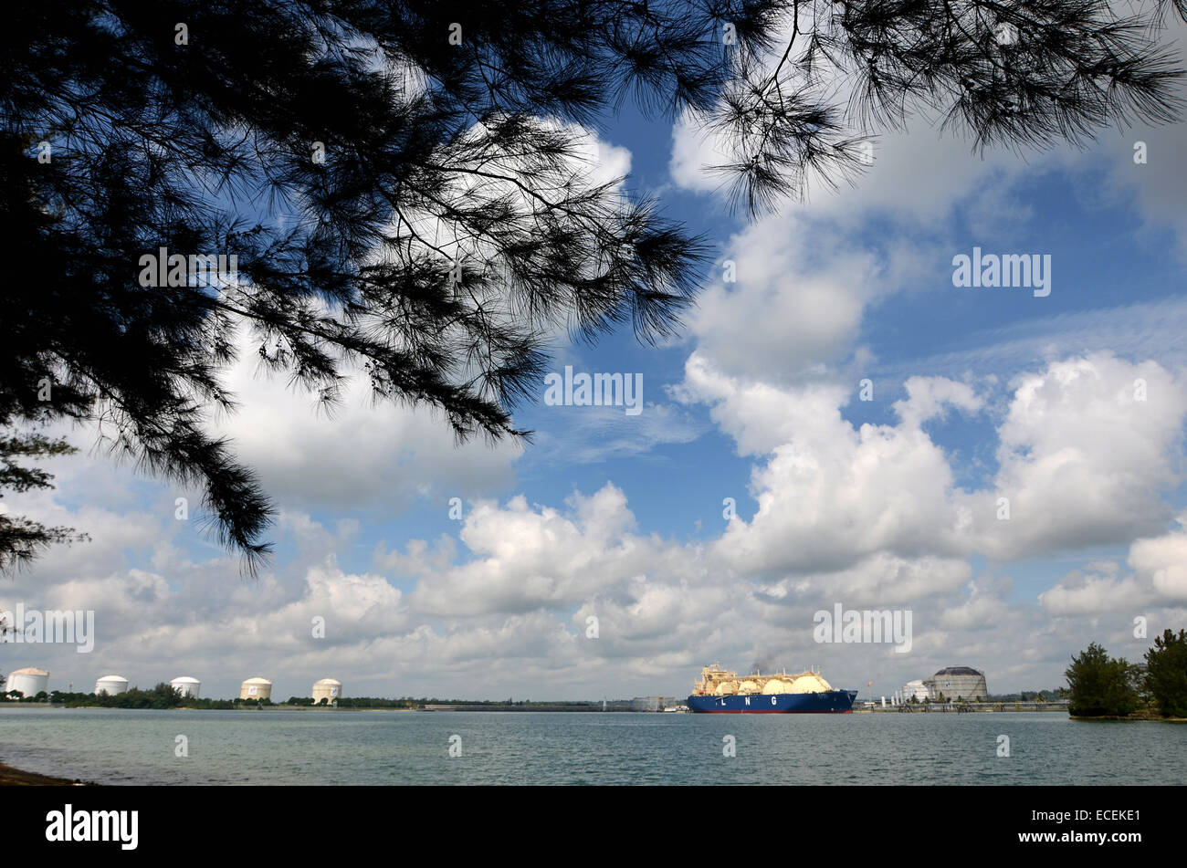 LNG tanker loading gas in gas terminal Stock Photo - Alamy