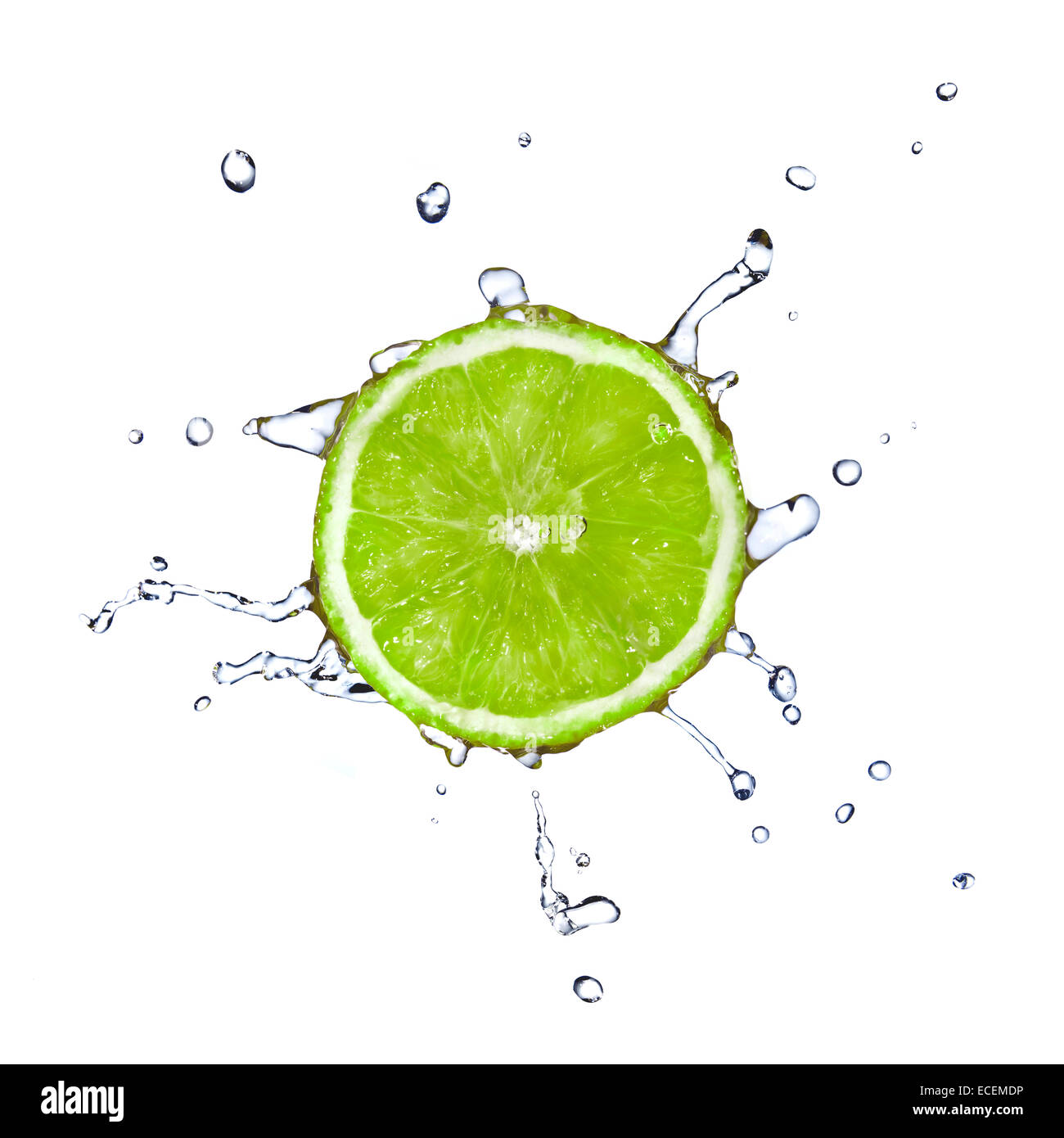 Slice of lime with water drops isolated on white Stock Photo - Alamy