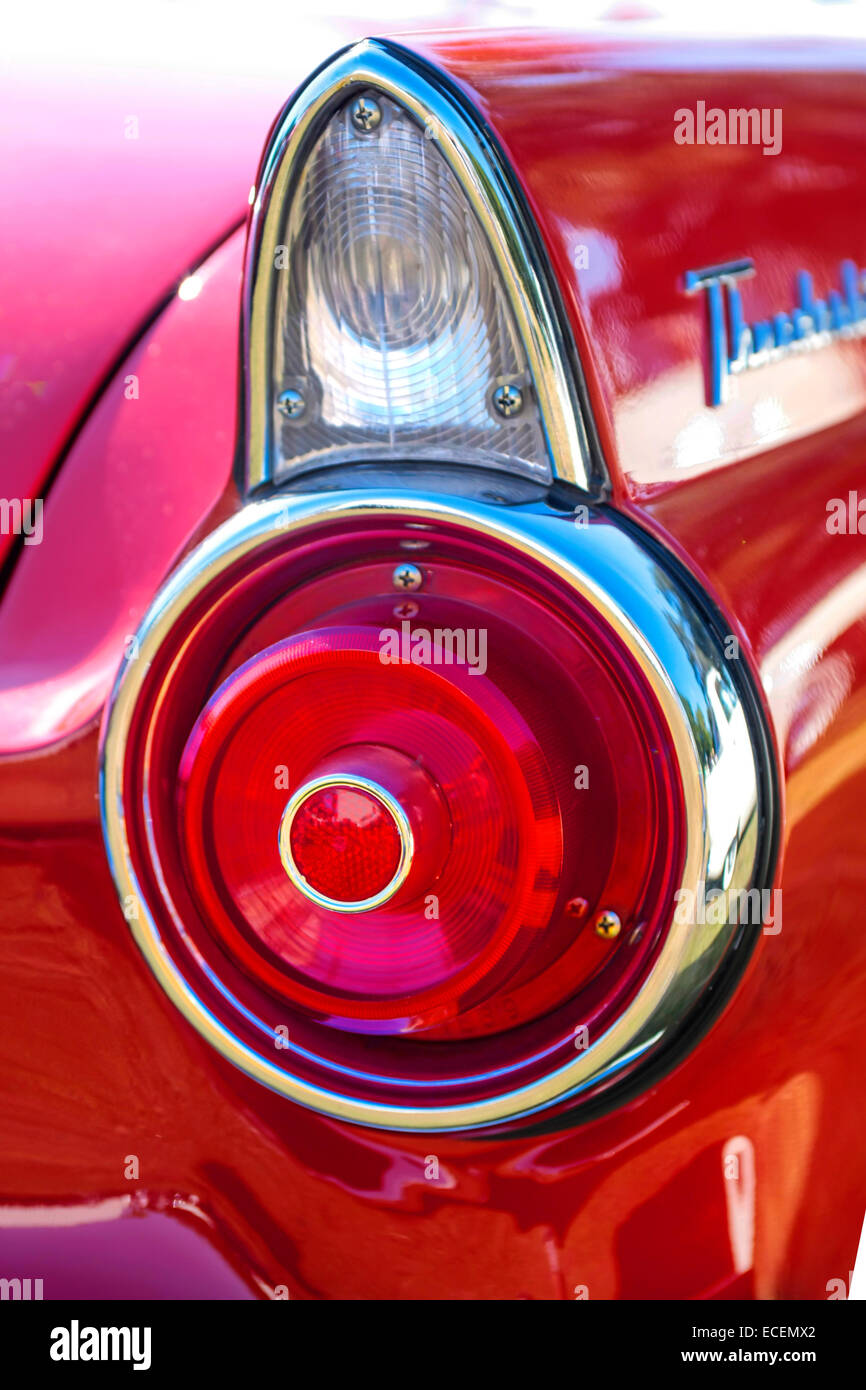 1957 Red Ford Thunderbird round tail light on display at a vintage ...