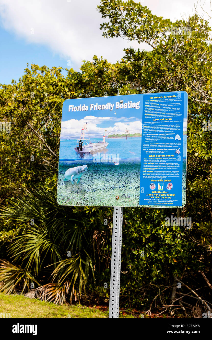 Florida Friendly Boating Sign on display at the Ponce de Leon Park in ...