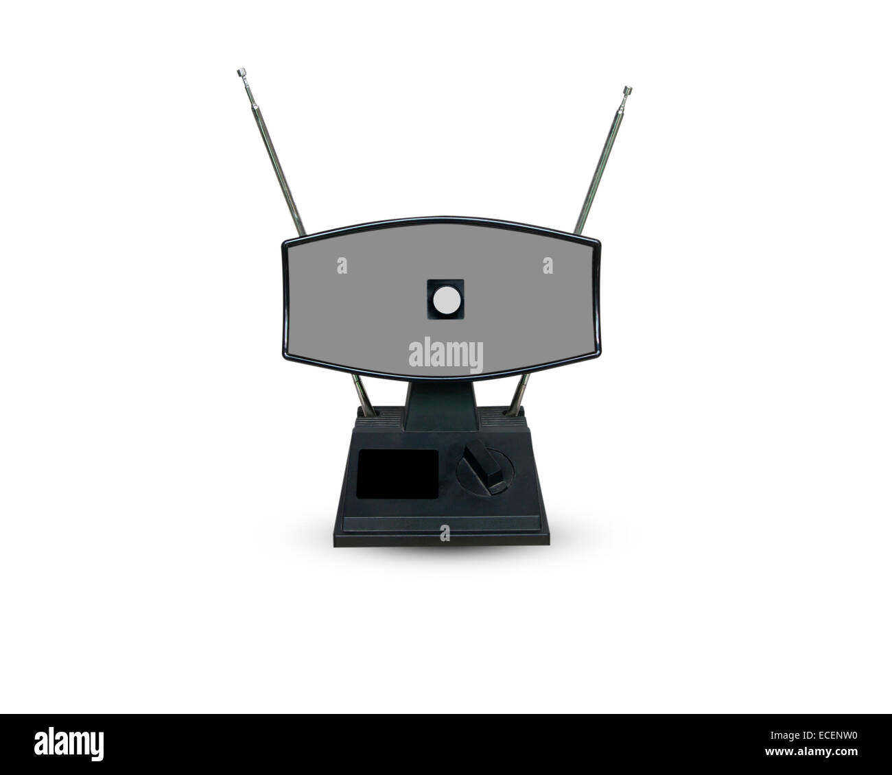 Small black TV antenna isolated on white background Stock Photo - Alamy