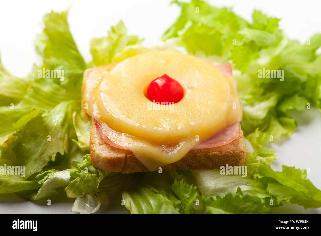 toast hawaii with a cherry Stock Photo - Alamy
