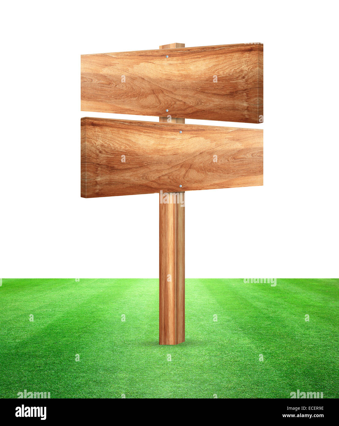 Old wooden billboard isolated on white background with grass Stock ...