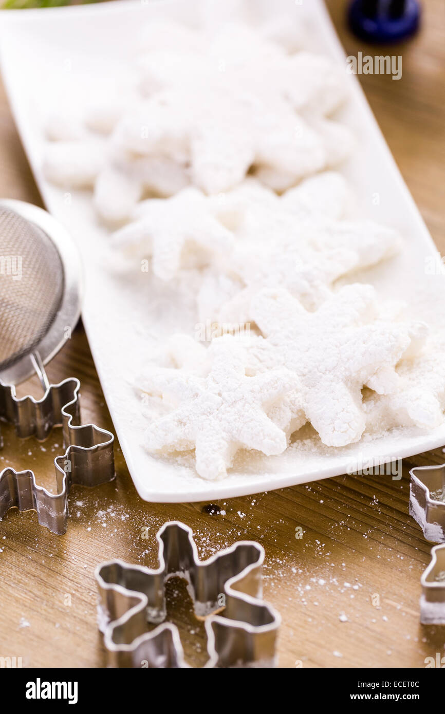 Making marshmallows in shapes of snowflakes for garnish hot chocolate ...