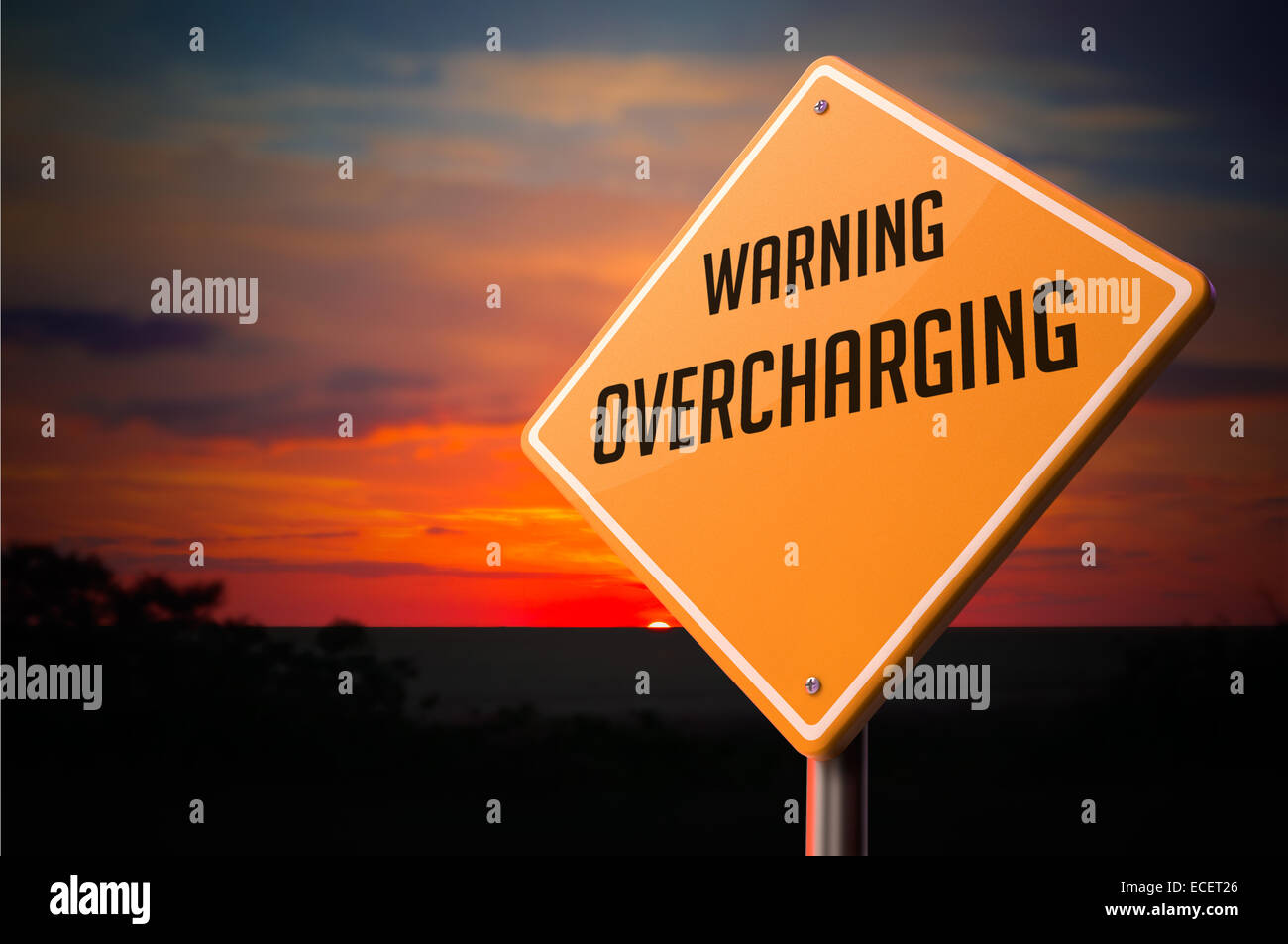 Overcharging on Warning Road Sign Stock Photo - Alamy