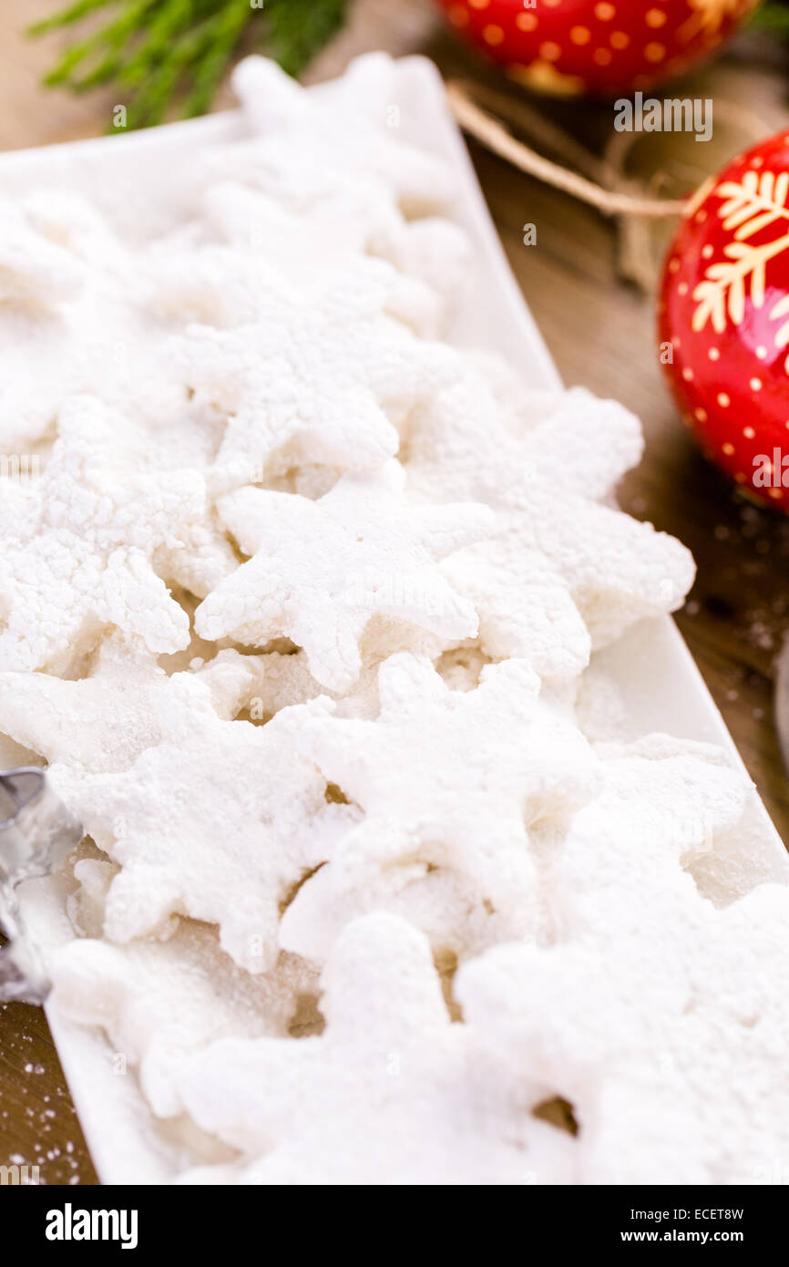 Making marshmallows in shapes of snowflakes for garnish hot chocolate ...