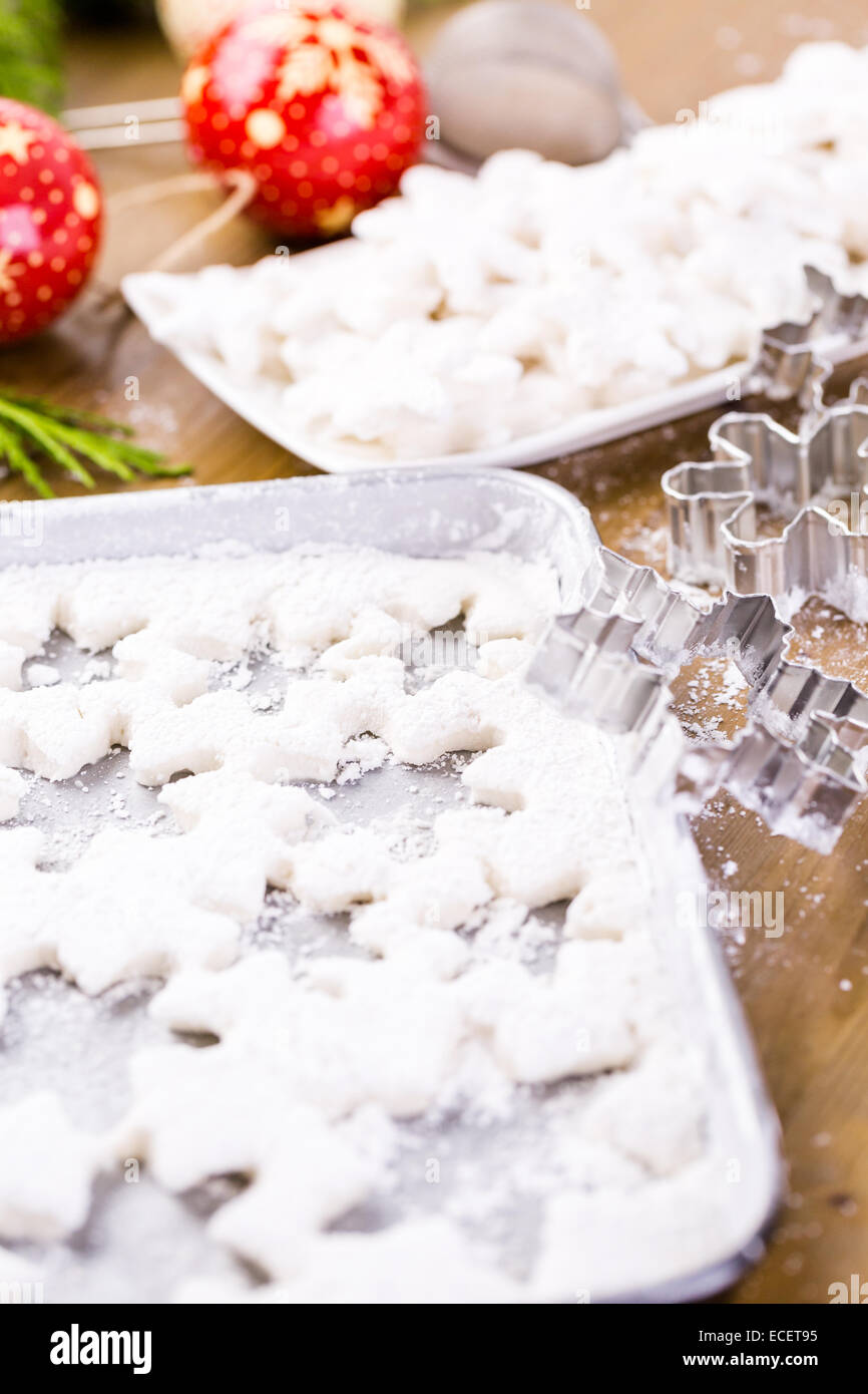 Making marshmallows in shapes of snowflakes for garnish hot chocolate ...