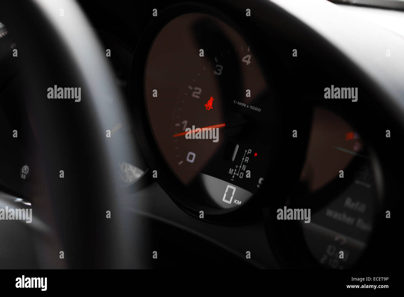Detail of a tachometer in a car Stock Photo - Alamy