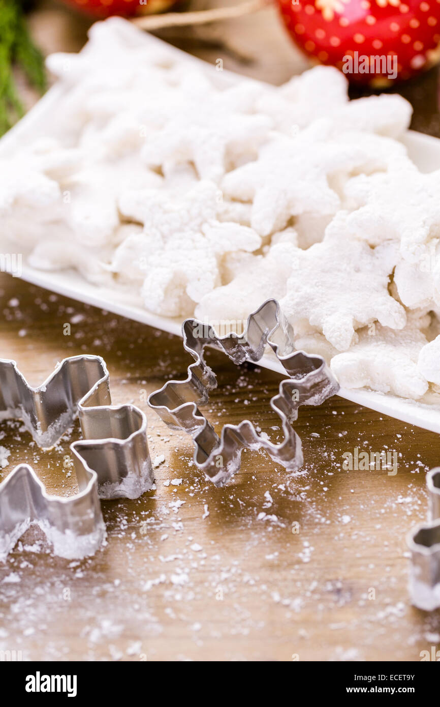 Making marshmallows in shapes of snowflakes for garnish hot chocolate ...