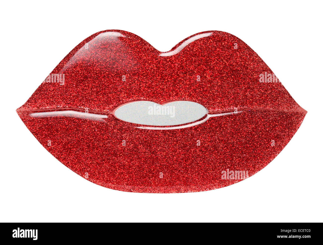 Cartoon Red Glitter Lips
