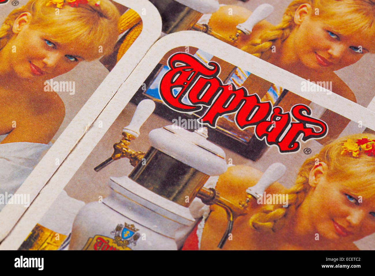 Bratislava,Slovakia-May 5,2013:Beermats from Topvar beer.Saris Brewery ...