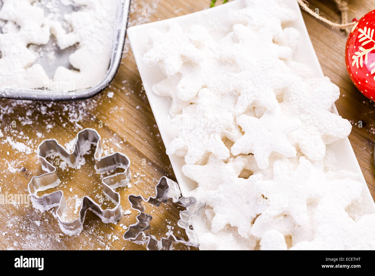 Making marshmallows in shapes of snowflakes for garnish hot chocolate ...