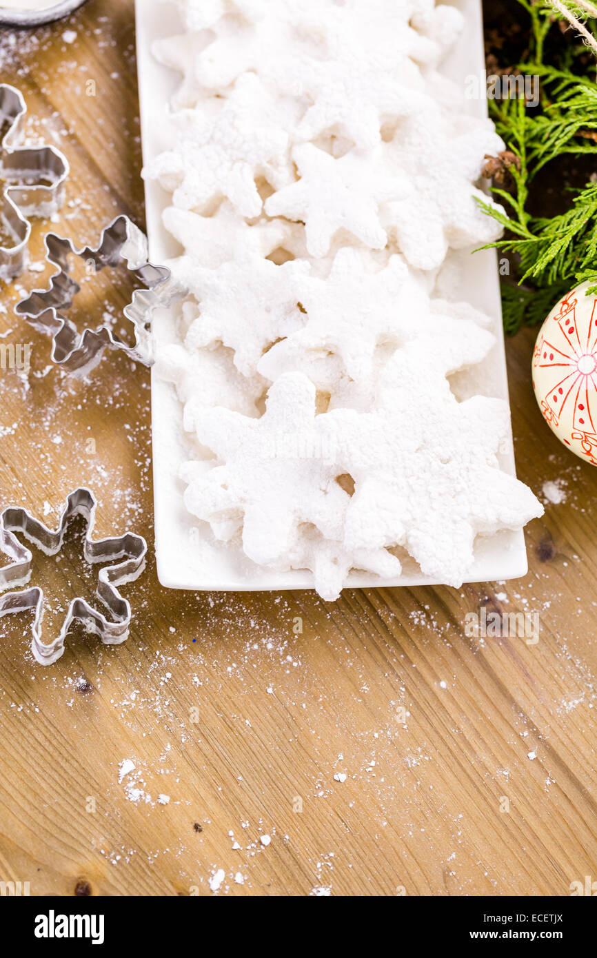 Making marshmallows in shapes of snowflakes for garnish hot chocolate ...