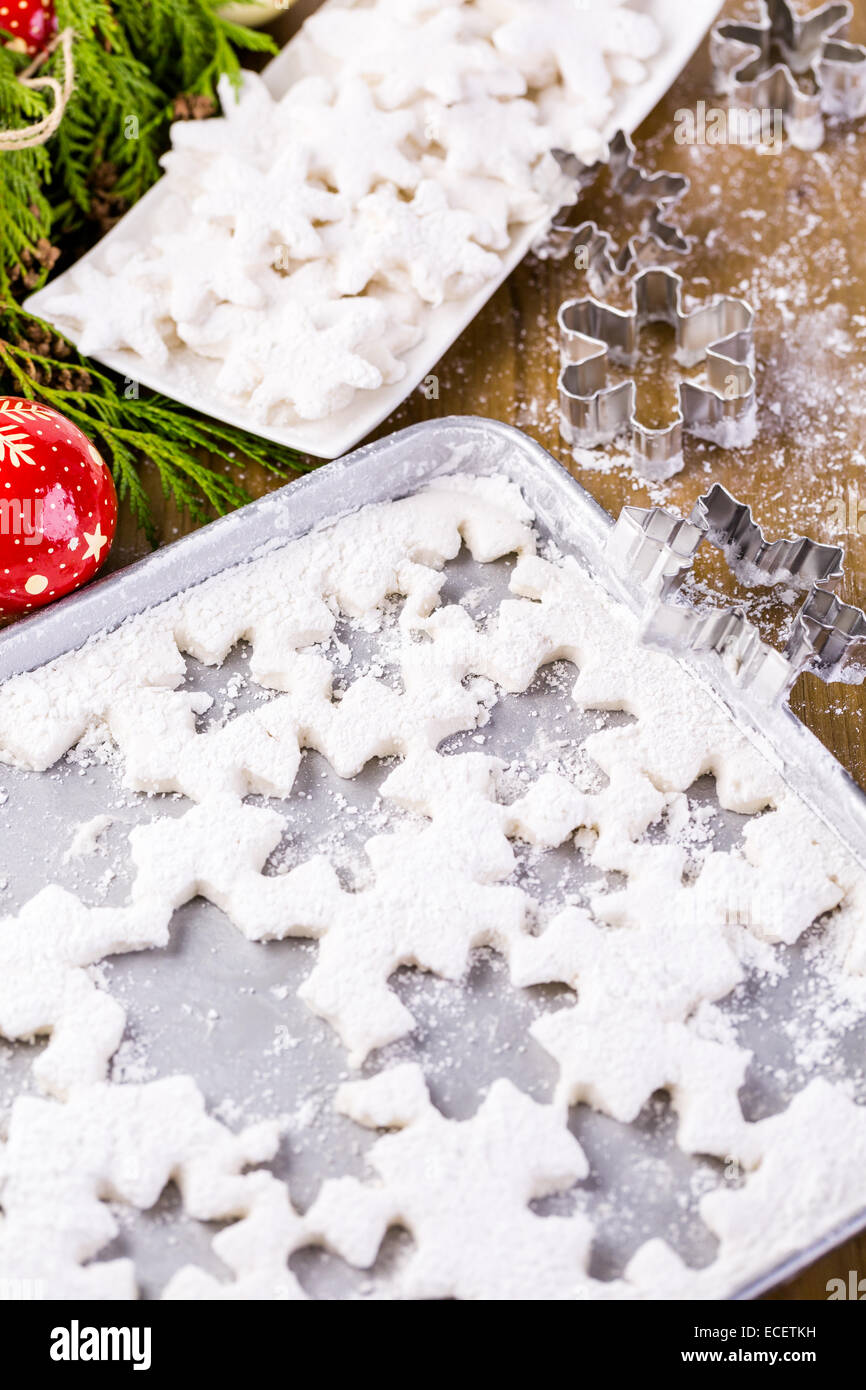 Making marshmallows in shapes of snowflakes for garnish hot chocolate ...