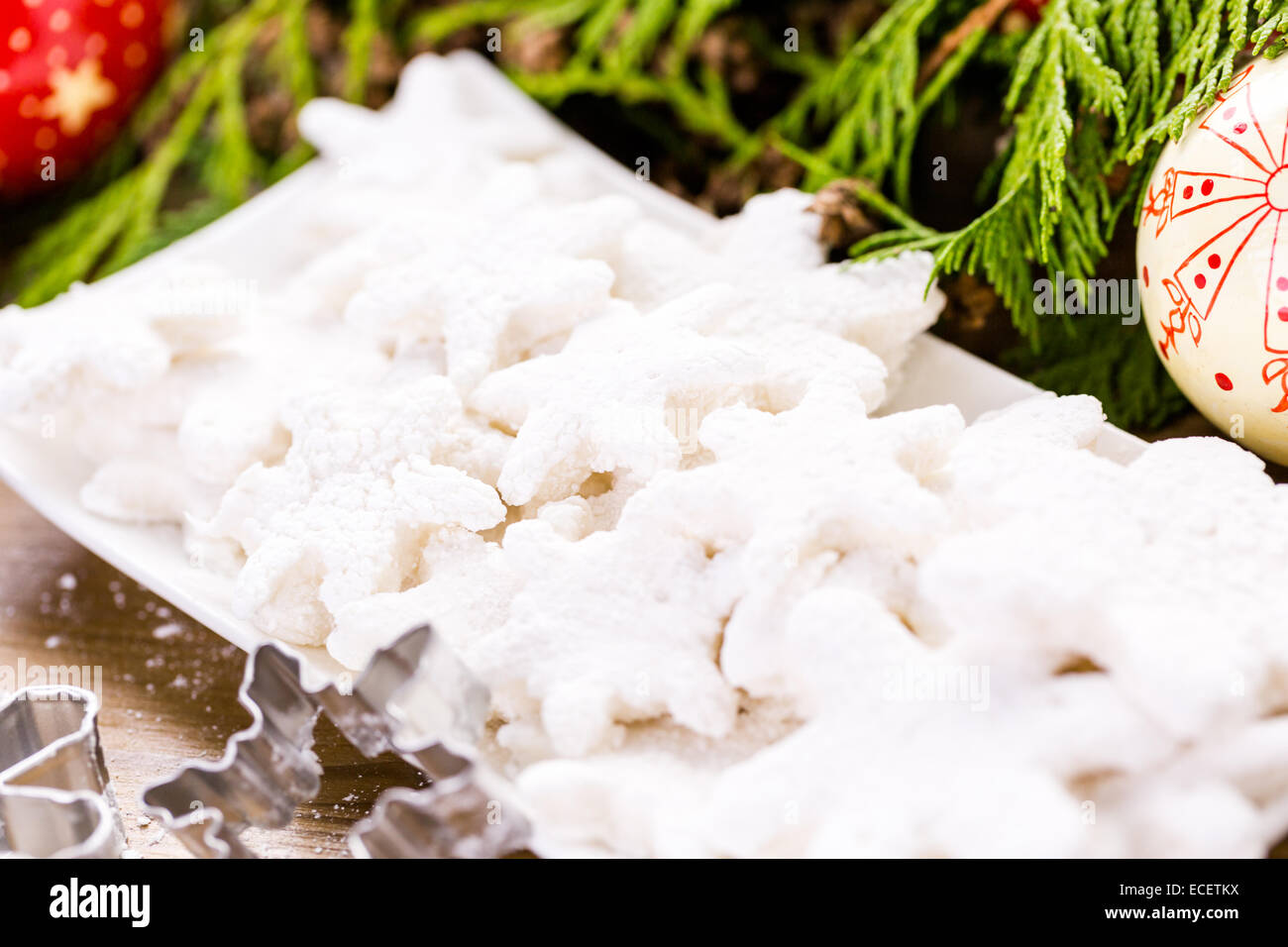 Making marshmallows in shapes of snowflakes for garnish hot chocolate ...