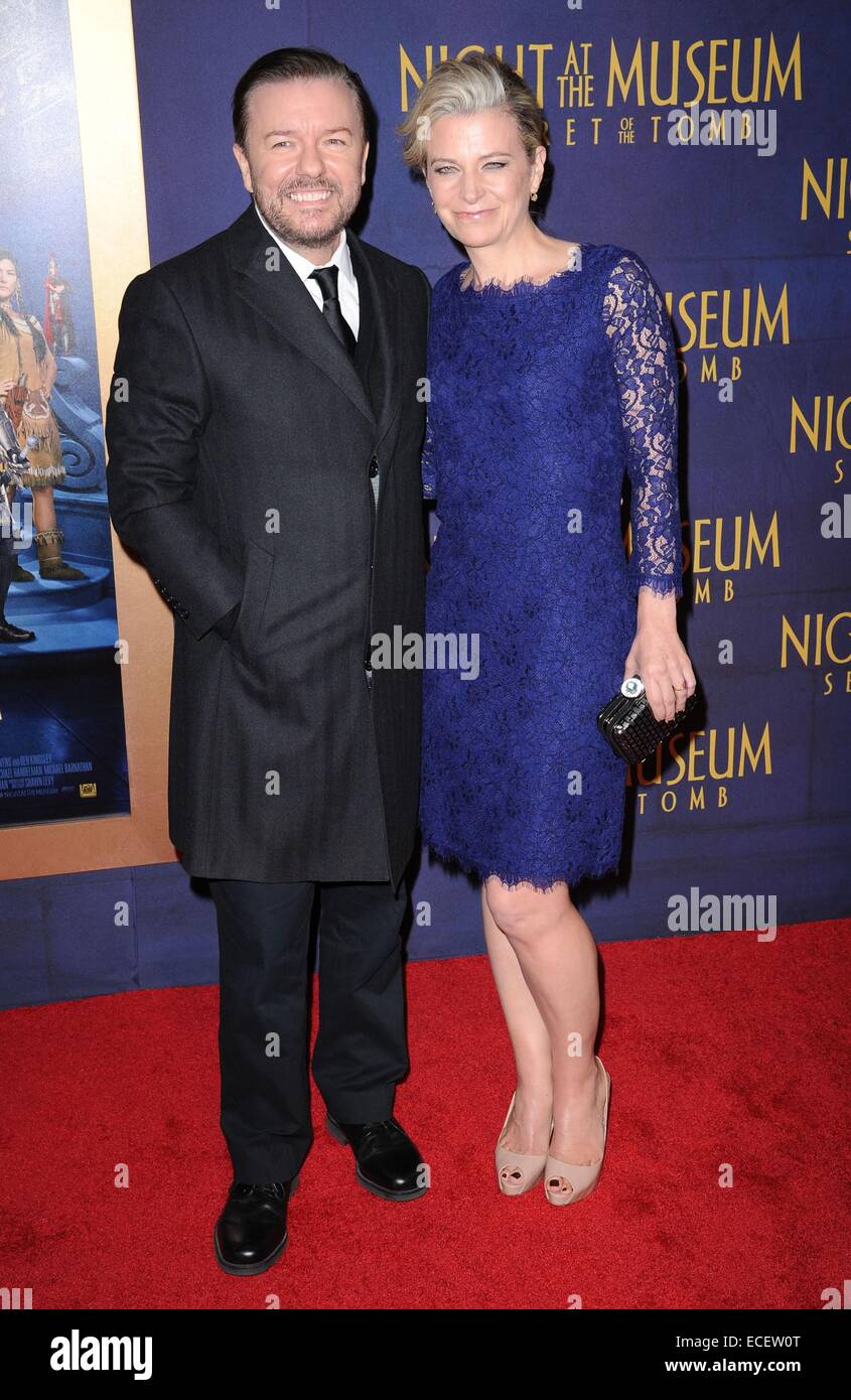 New York, NY, USA. 11th Dec, 2014. Ricky Gervais, Jane Fallon at ...