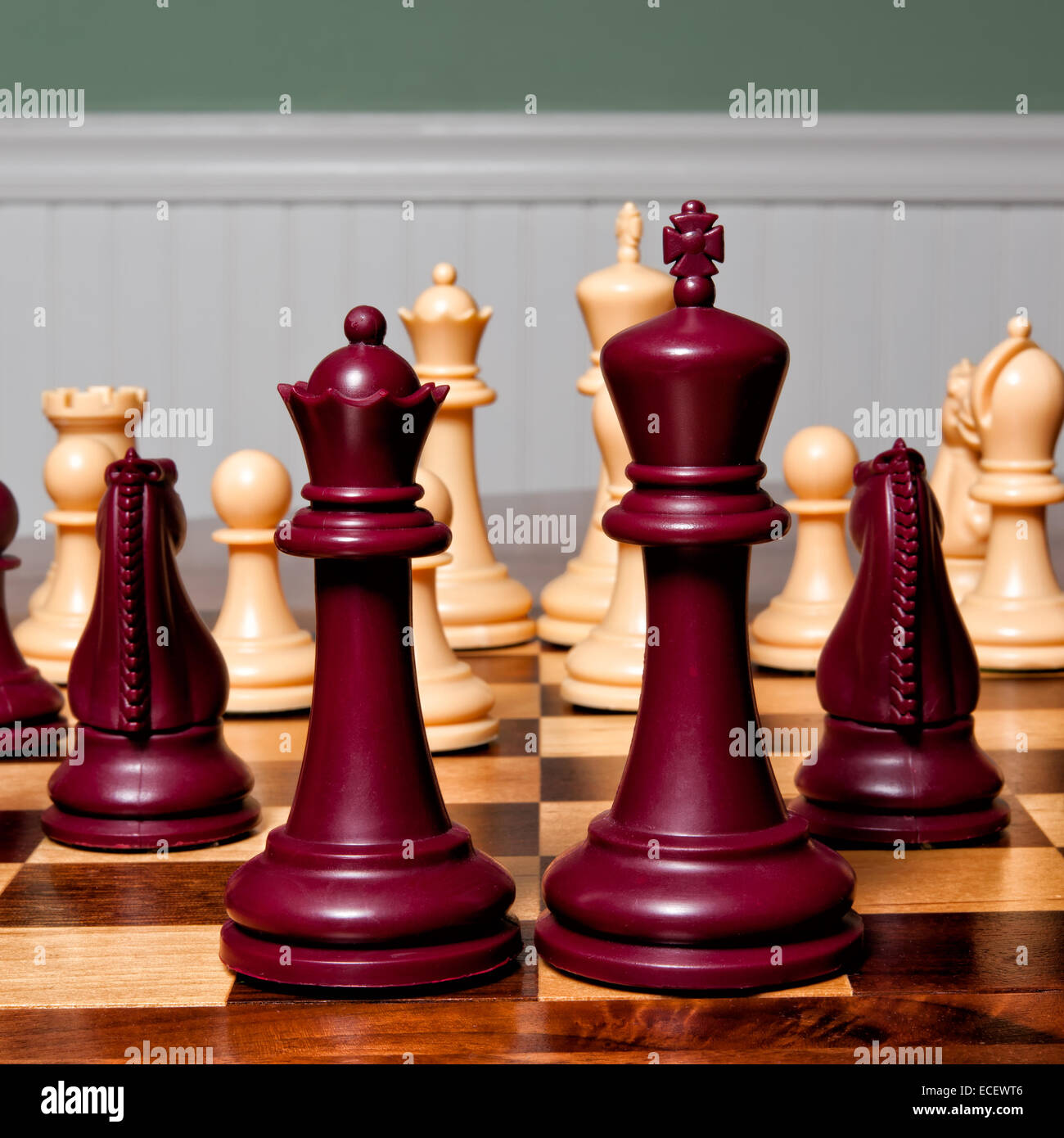 Chess pieces on a chessboard cropped in square format Stock Photo - Alamy