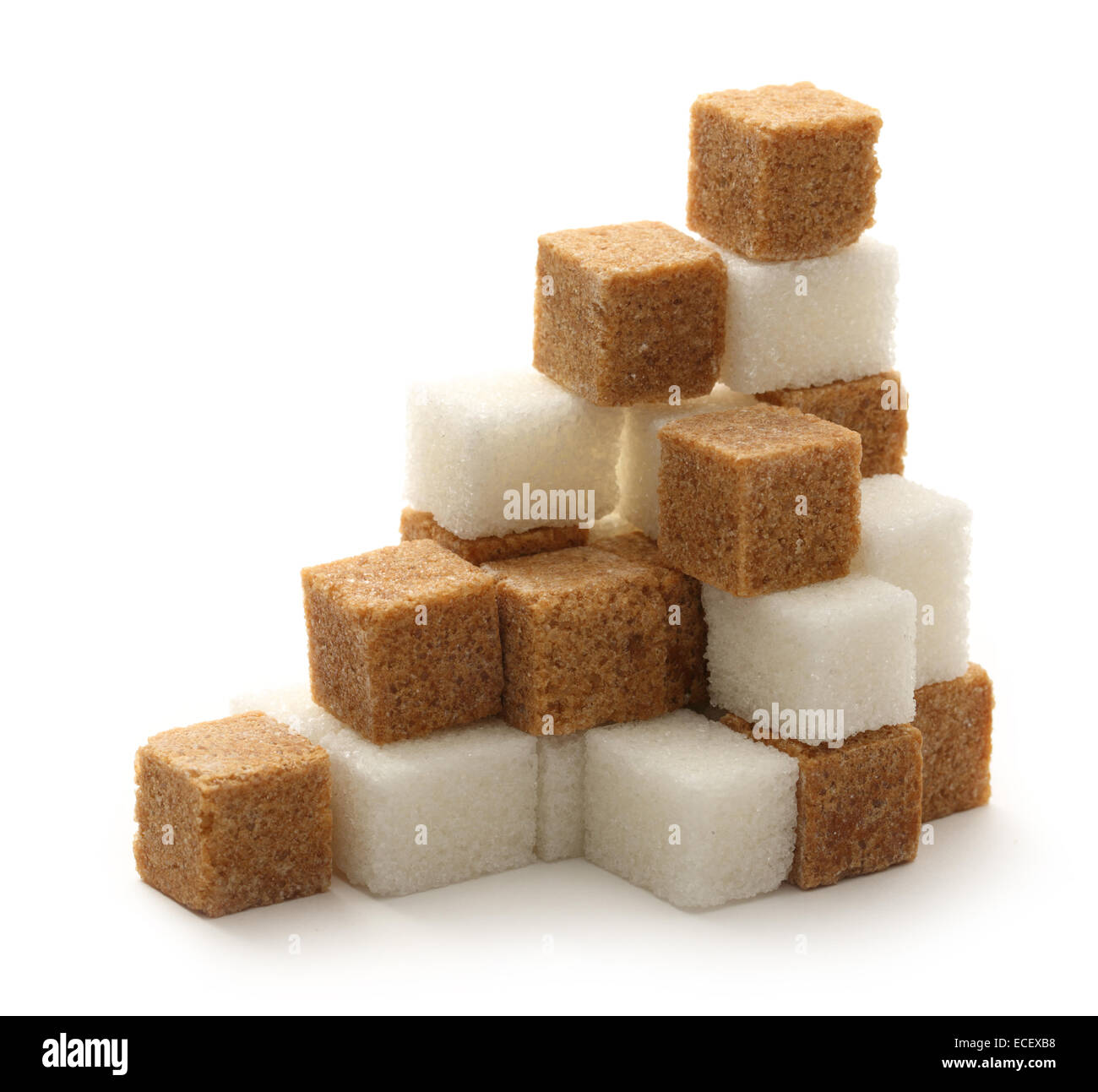 Cane and white sugar cubes Stock Photo - Alamy