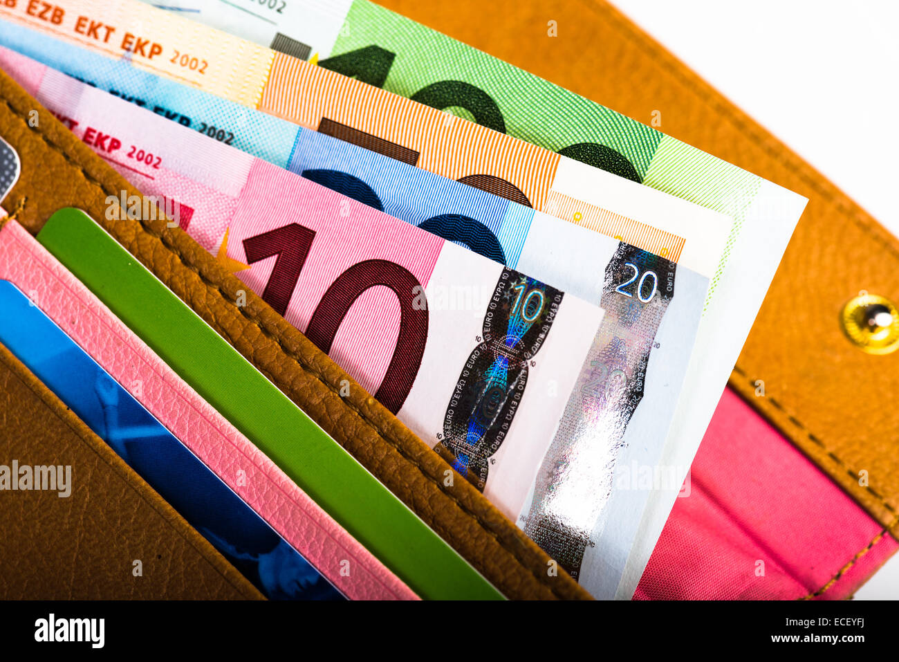 Euro money in wallet Stock Photo - Alamy