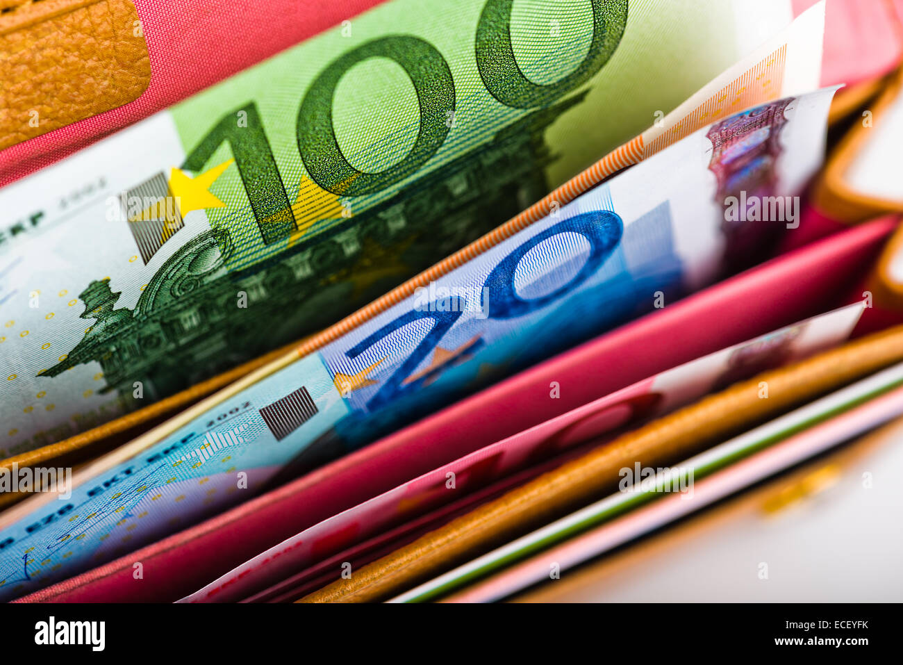 Euro money in wallet Stock Photo - Alamy