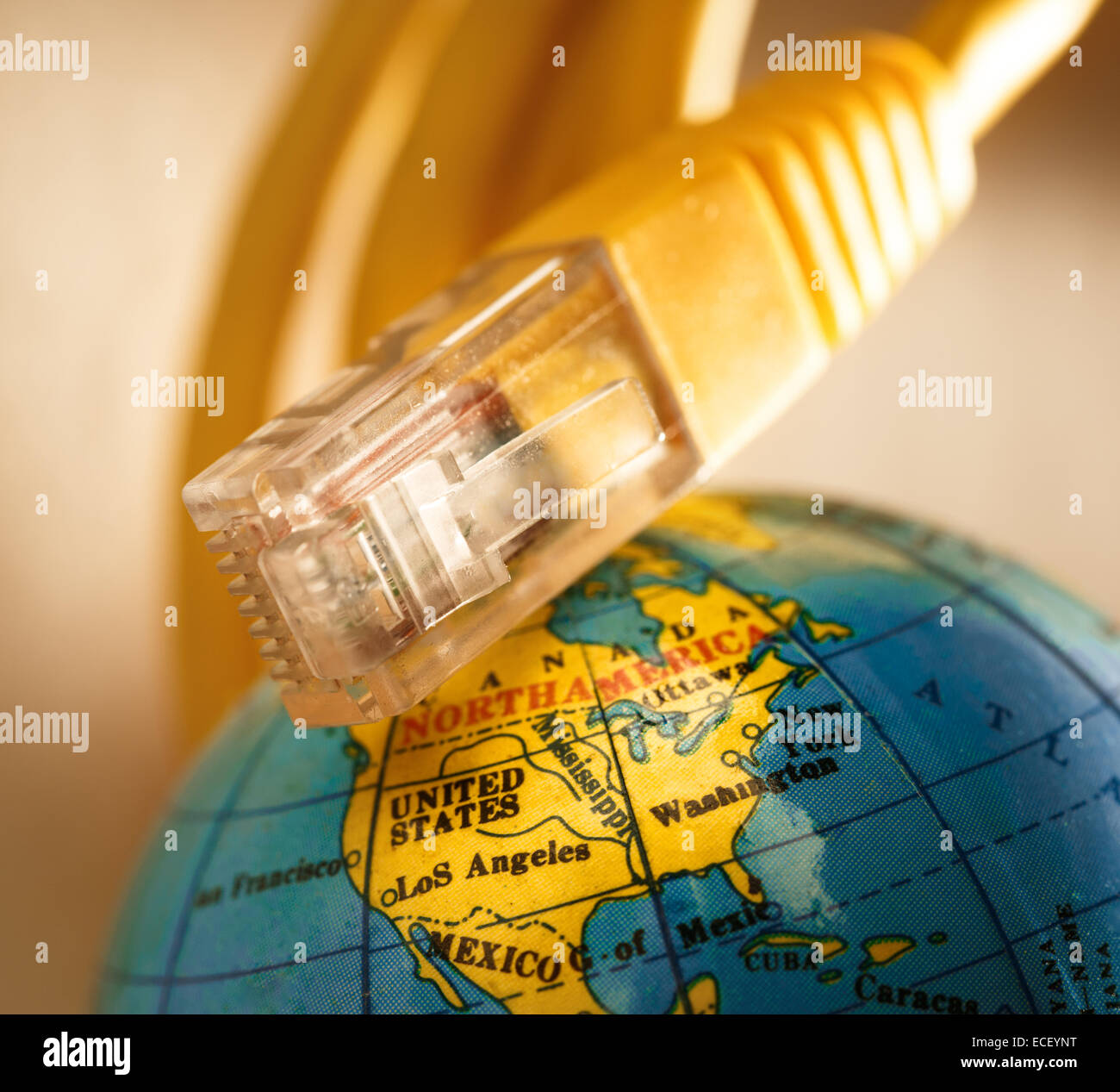 Ethernet cable for computer and globe Stock Photo - Alamy