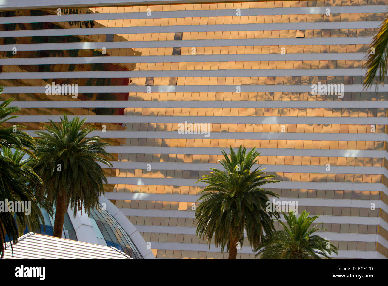 Reflections in windows of the Mirage Hotel & Casino along Las Vegas ...