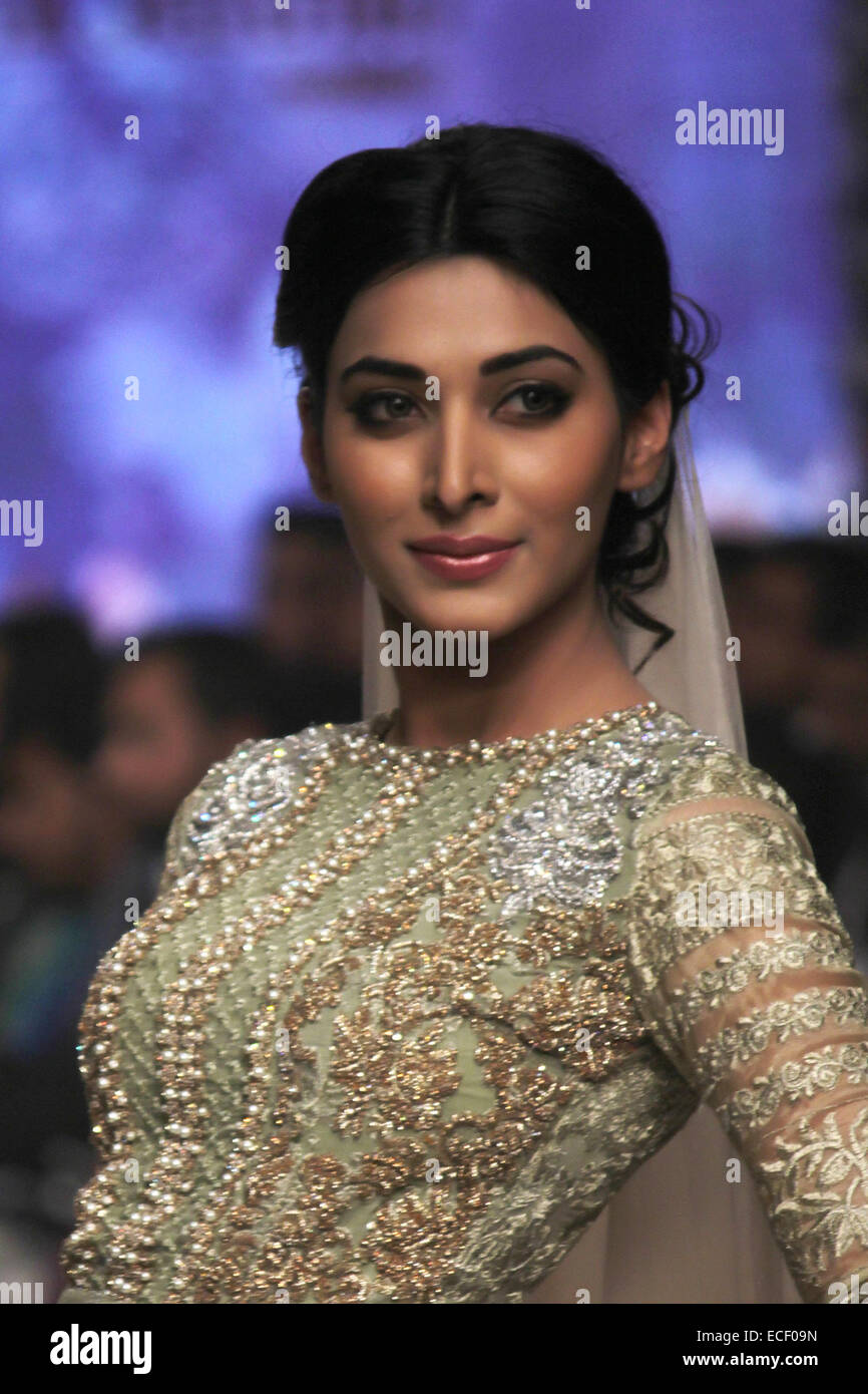 Pakistani model presents creations by Pakistani designers Aisha Imran ...