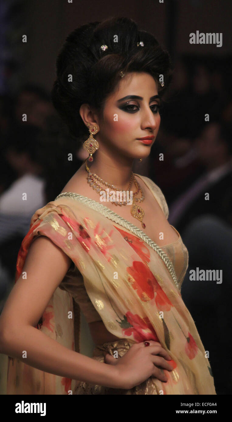 Pakistani model presents creations by Pakistani designers Aisha Imran ...