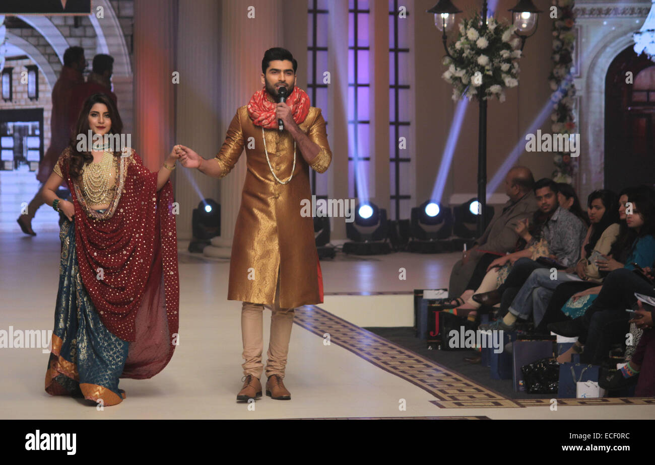 Pakistani model presents creations by Pakistani designers Aisha Imran ...