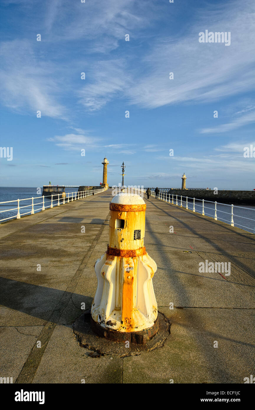 A view of Whitby's North Pier Stock Photo - Alamy