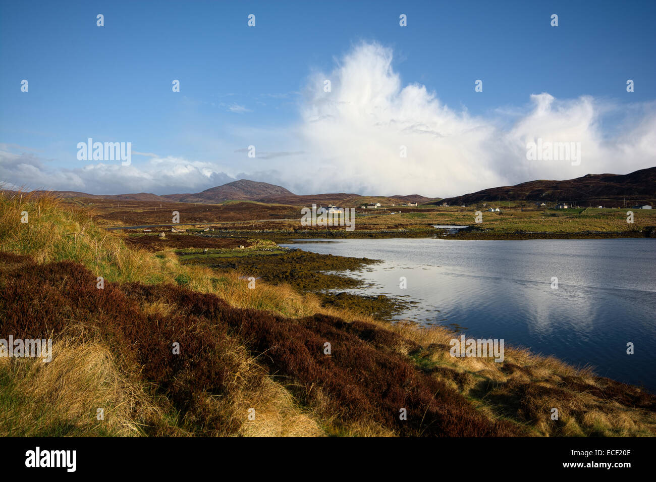 Loch Eireasort overlooking Balallan on the Isle of Harris in the Outer ...