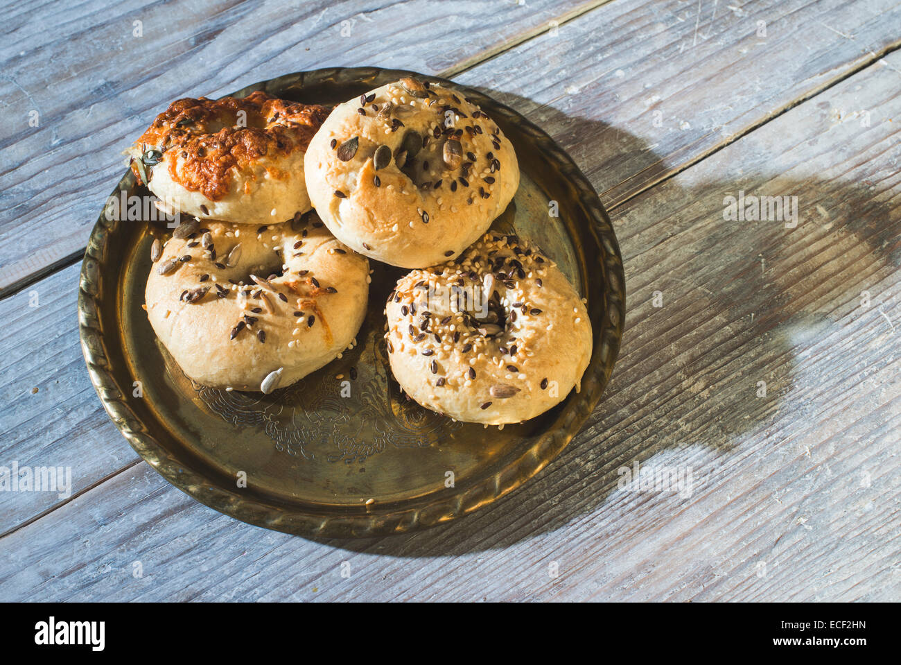 Bagels in a tray Stock Photo - Alamy