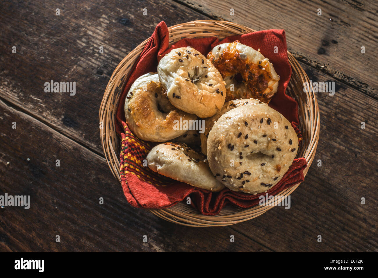 Bagels in a tray Stock Photo - Alamy