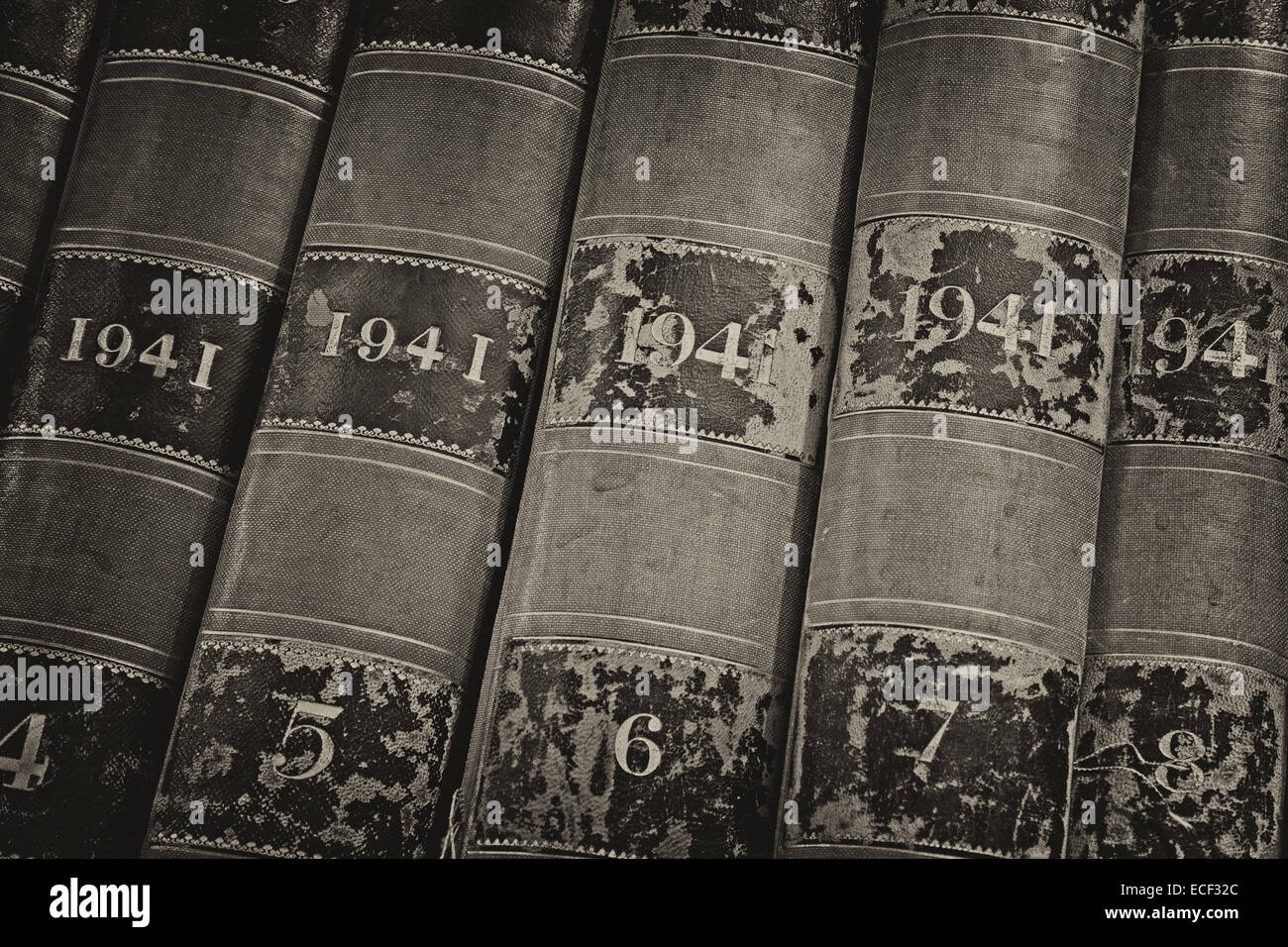 Old volume of library books from 1947-1948 Stock Photo - Alamy
