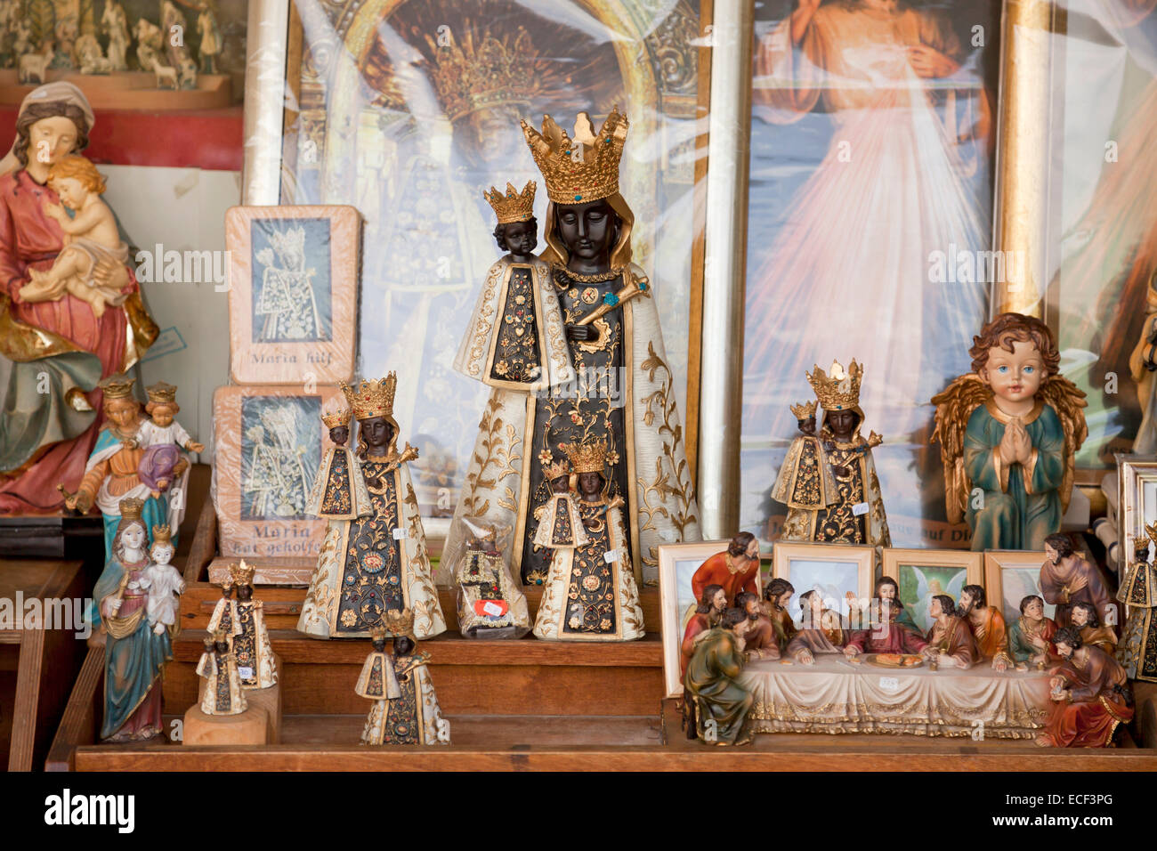 shop window with religious souvenirs on Kapellplatz square in ...