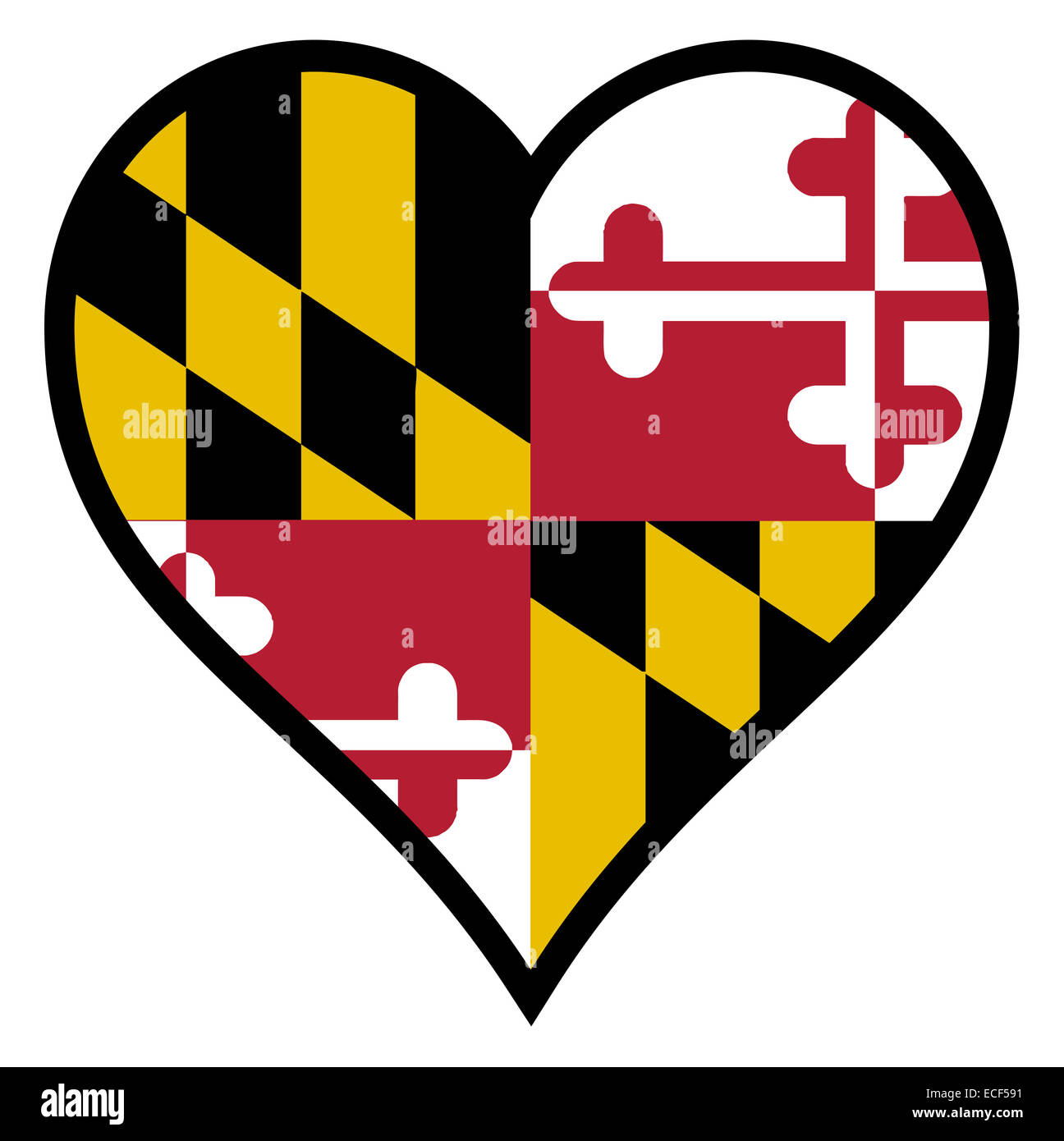 Maryland state flag within a heart all over a white background Stock ...