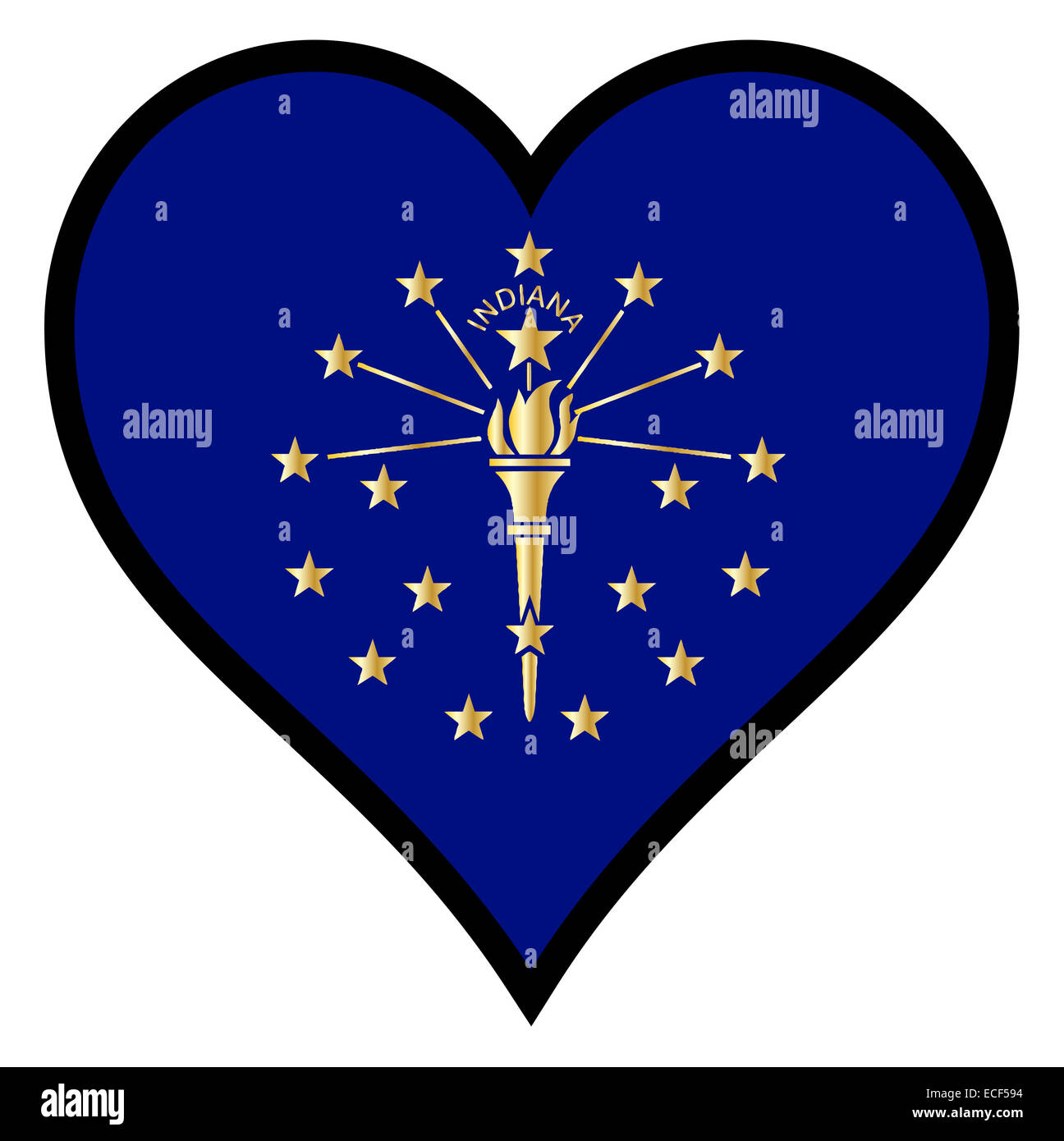 Indiana state flag within a heart all over a white background Stock ...