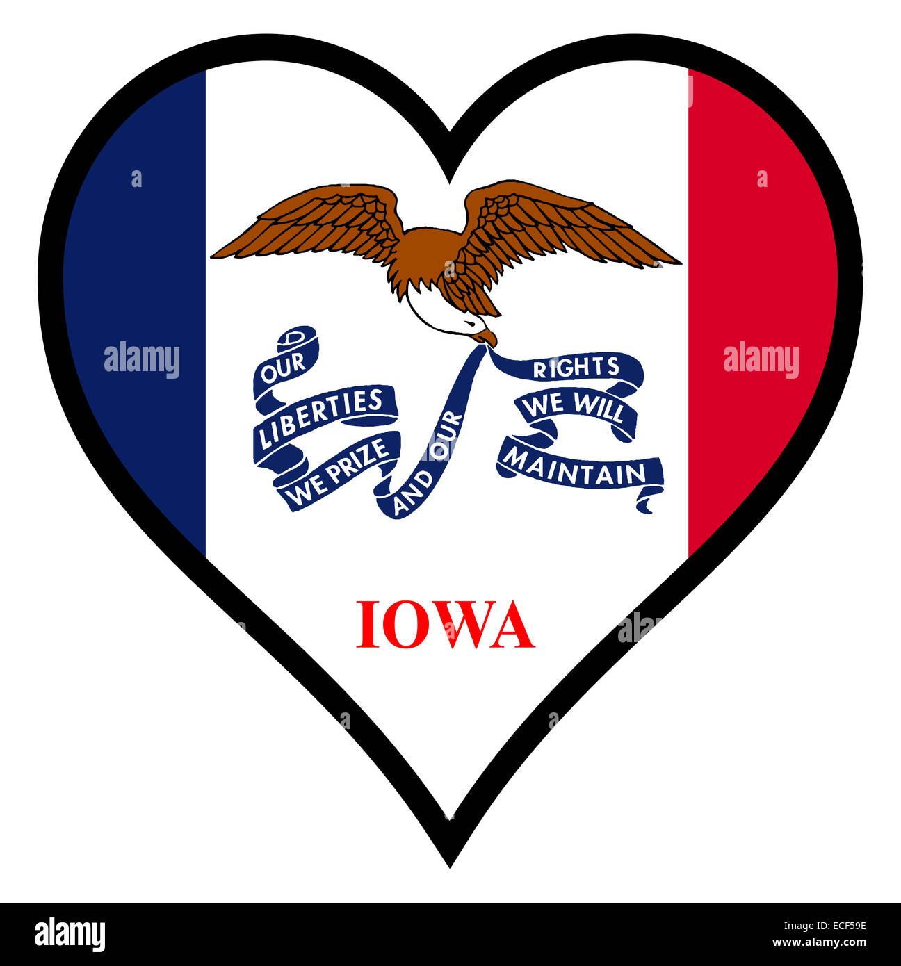 Iowa state flag within a heart all over a white background Stock Photo ...